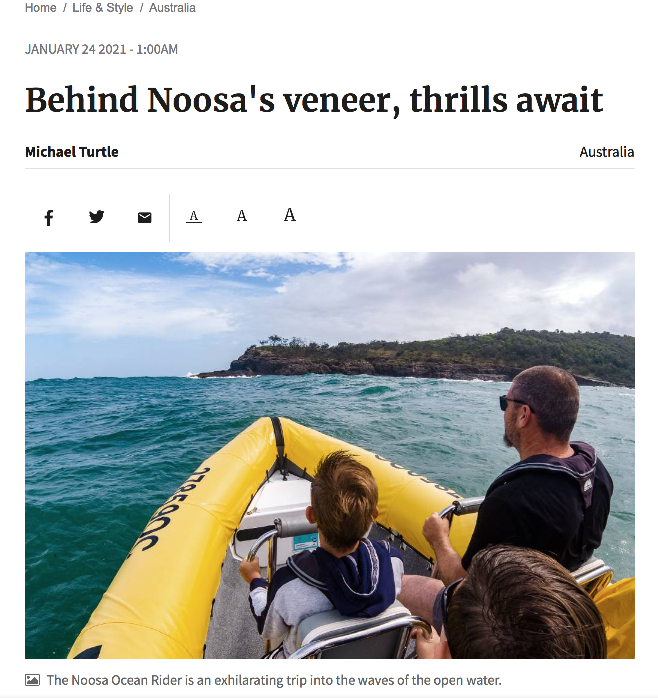Noosa Oceanrider In The Canberra Times & The Sunday Examiner | Noosa ...